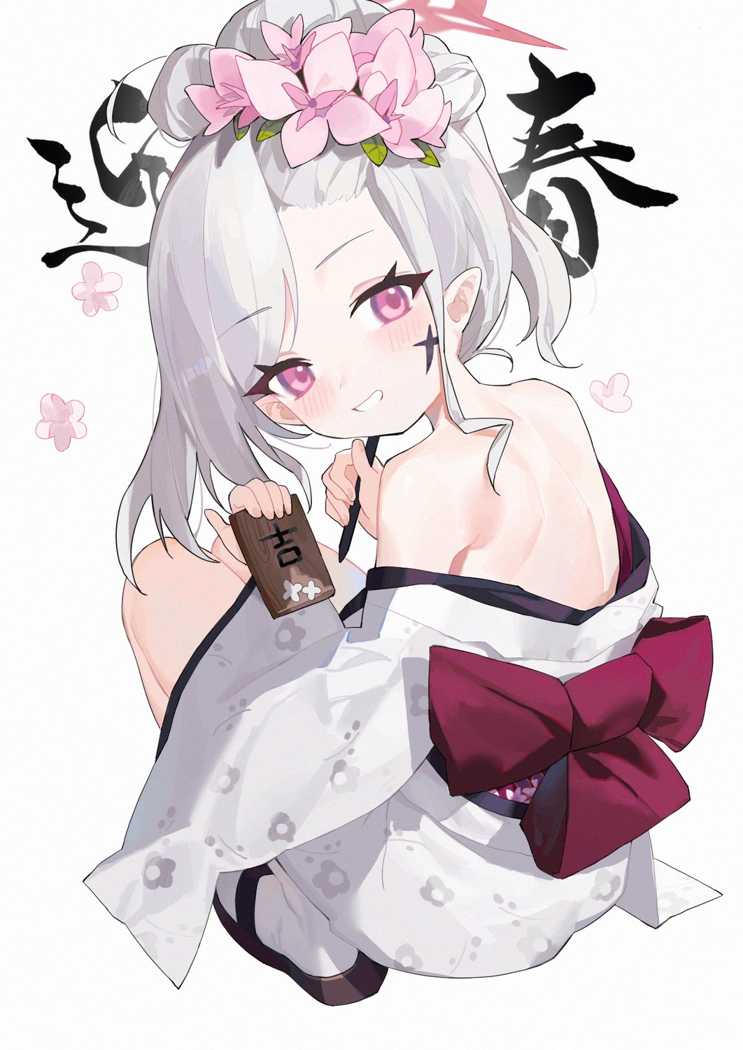 measho blue archive asagi mutsuki halo kimono loli no bra pointy ears | #1104543 | yande.re